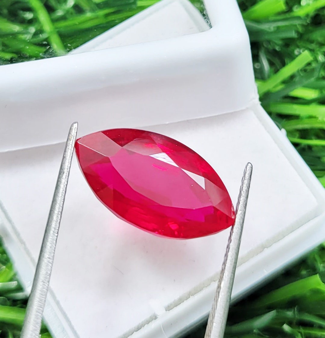 MARQUISE CUT 8.40 Ct Certified Natural Red Ruby Madagascar Bright Pigeon Blood Ruby Heated Ruby ...