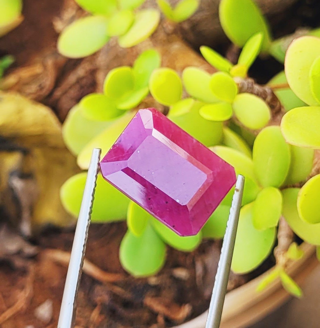 Untreated Red Ruby Gemstone: 9.70 Carat Emerald Cut, Africa - Etsy