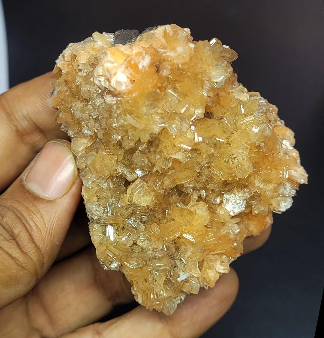 555 Ct Rare Apophyllite on Stilbite Specimen: Glittery Crystal Point ...