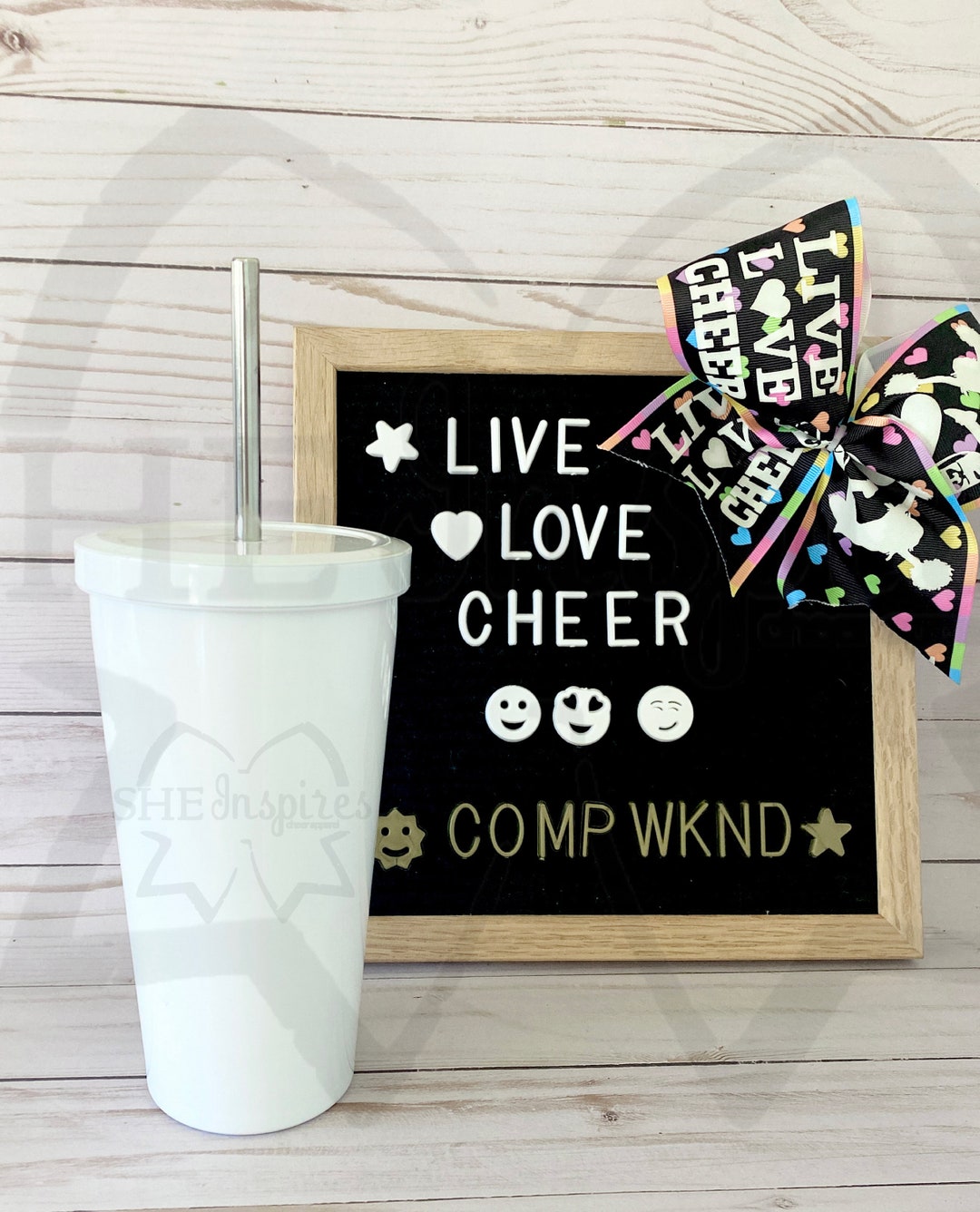 Cheer Tumbler Mockup White JPEG Cup With Top and Straw - Etsy