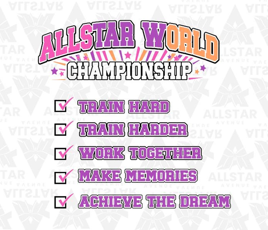 Allstar World PRINTABLE Cheer MESSAGE Me BEFORE Purchase for Custom ...