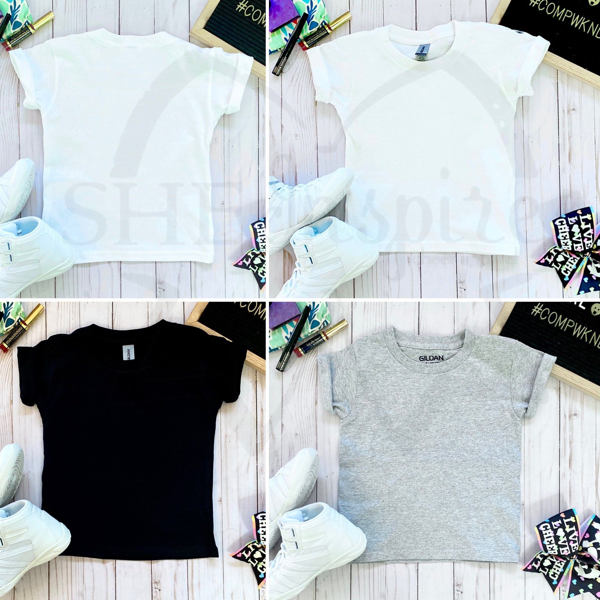 Cheer T-shirt Mockup Bundle JPEG Black White Front and Back Grey - Etsy