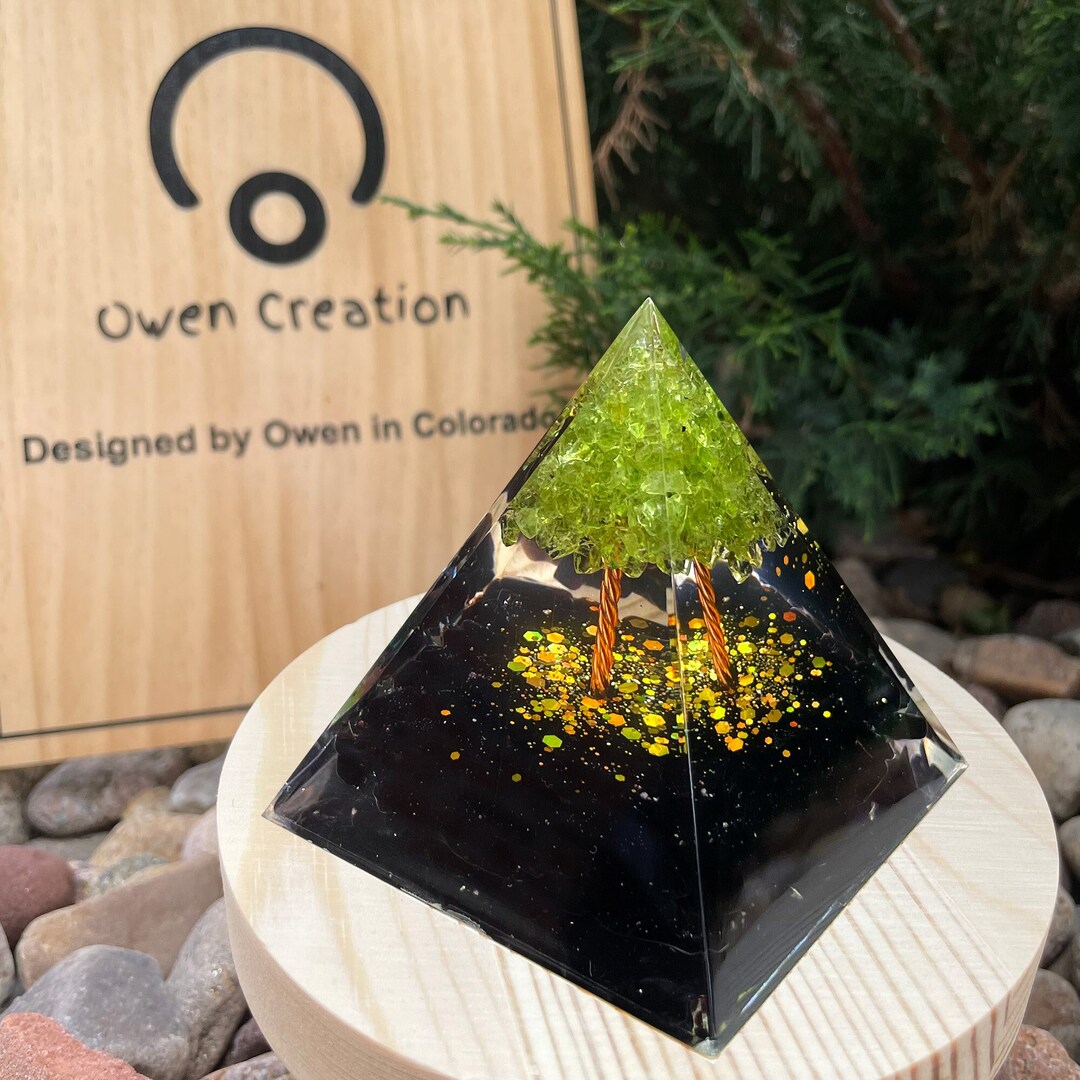 Peridot Tree of Life Pyramid-obsidian Crystal Orgone Pyramid Gift - Etsy