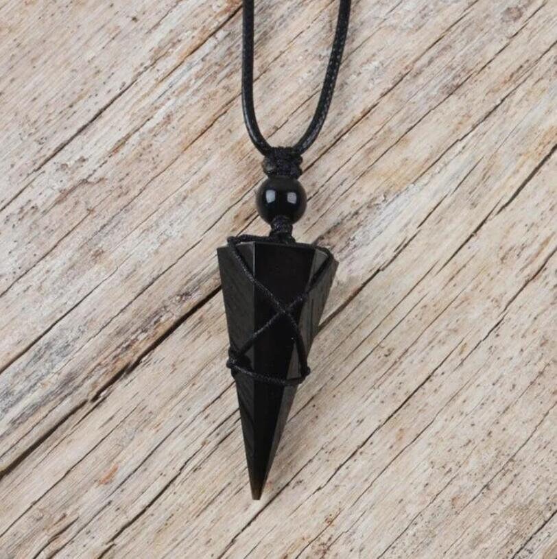 Obsidian Pendant Necklace-natural Black Obsidian Stone Hexagon - Etsy