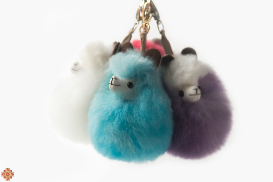 Alpaca Fur Keychain Genuine Alpaca Fur Handmade Stuffed Keyring - Etsy
