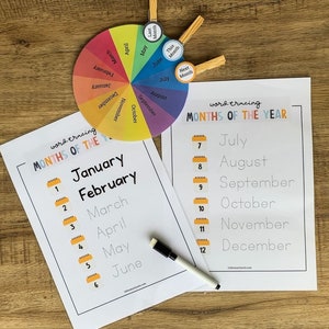 Months of the Year, Months Learning Printable, Classroom Calendar, Kids ...