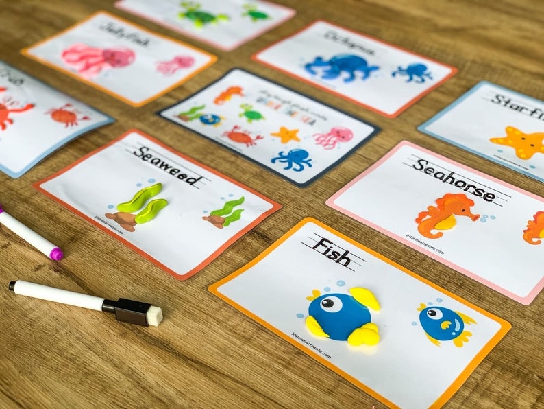 Under the Sea Activity Play Dough Mat Printable Flash Cards - Etsy