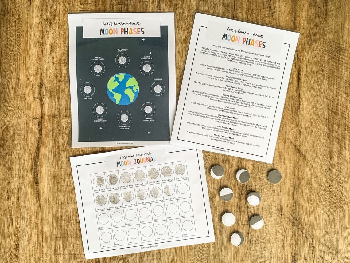 Moon Phases Printable Kids Moon Phase Learning Moon Phases - Etsy