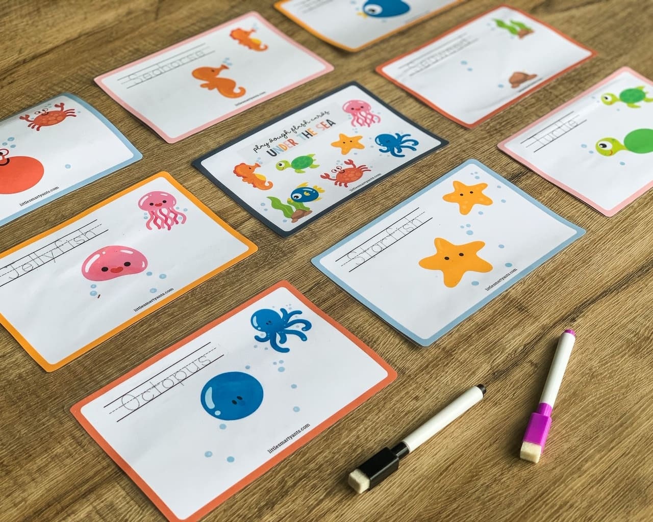 Under The Sea Activity Play Dough Mat Printable Flash Cards | Etsy
