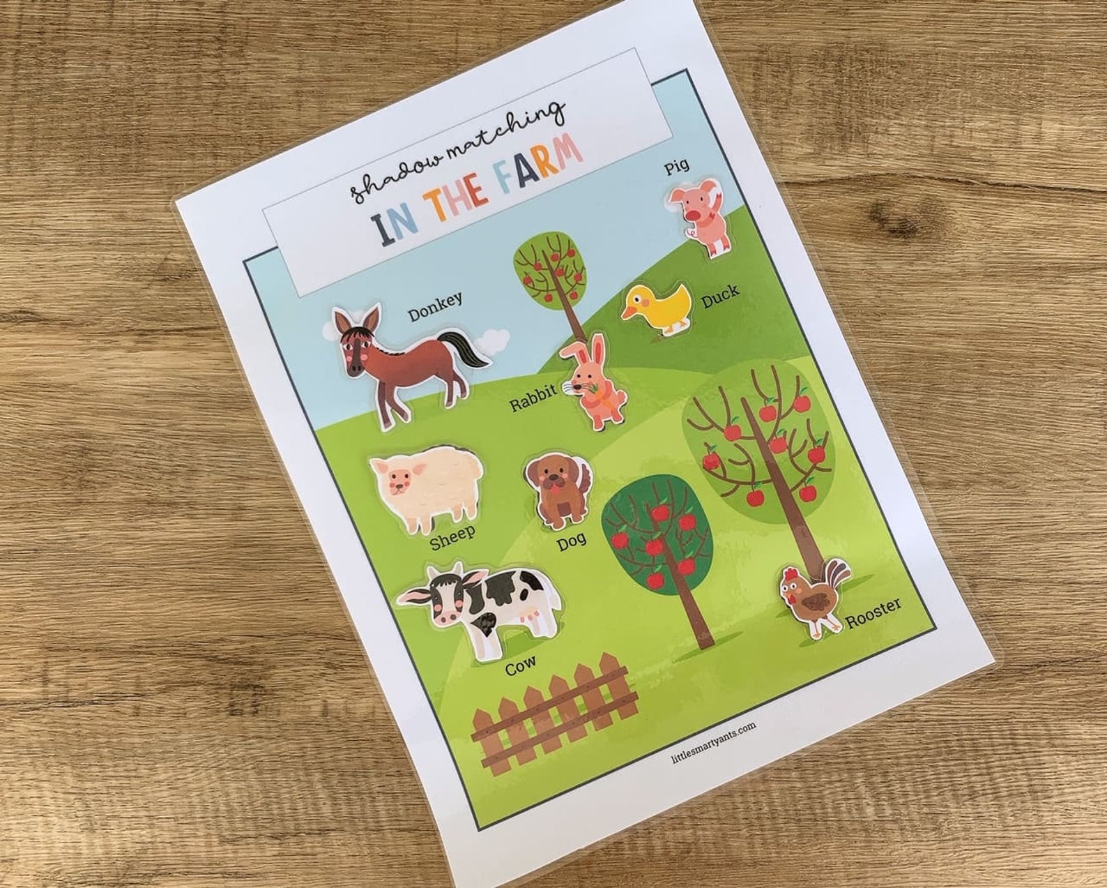 Farm Animals Printable Match the Animals Shadow Matching - Etsy