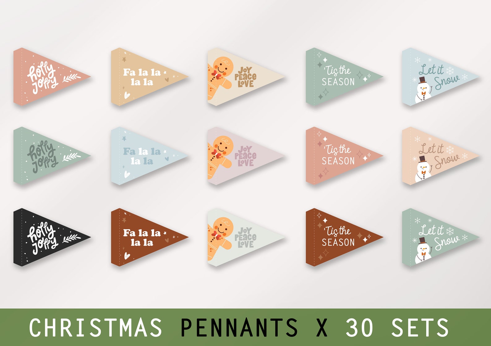 Christmas Pennant Decor Printable Christmas Decoration - Etsy