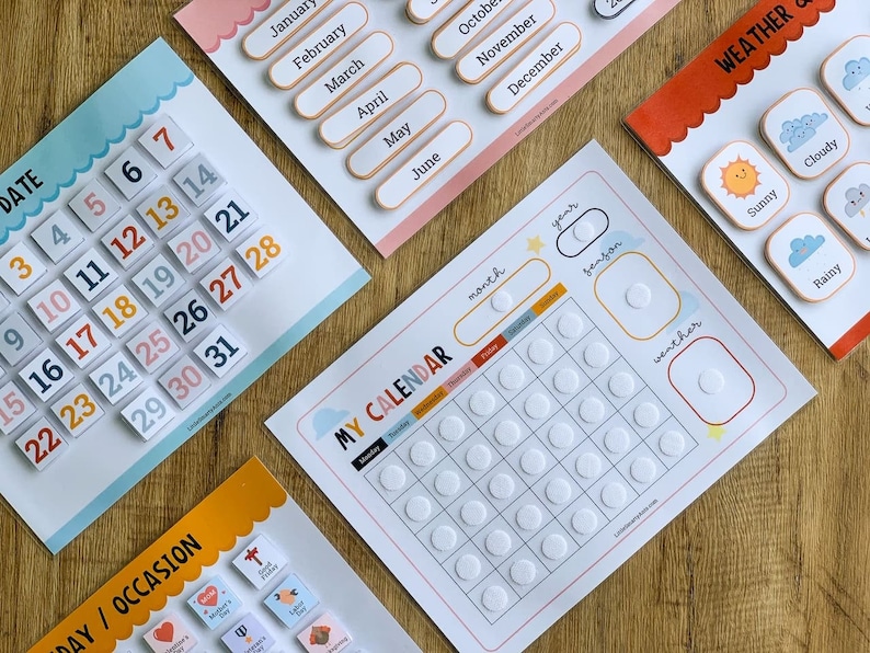 Kids Calendar Printable Perpetual Calendar Circle Time | Etsy New Zealand