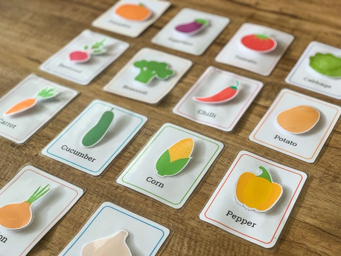 Vegetable Cards Vegetable Matching Printable Flash Cards - Etsy