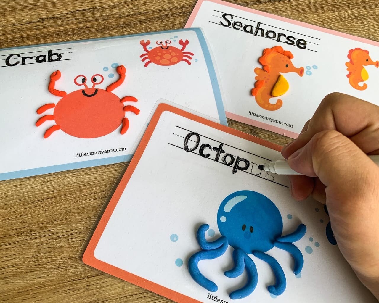 Under The Sea Activity Play Dough Mat Printable Flash Cards | Etsy