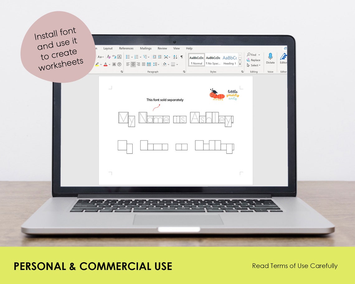 Box Writing Font Kindergarten Writing Practice Teaching - Etsy