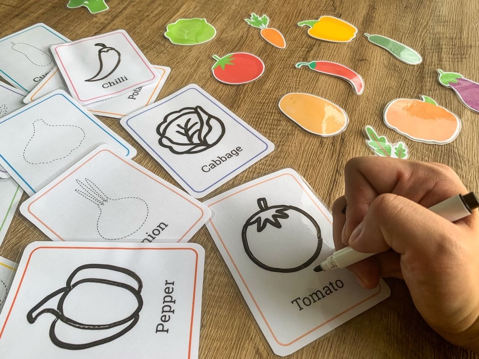 Vegetable Cards Vegetable Matching Printable Flash Cards - Etsy