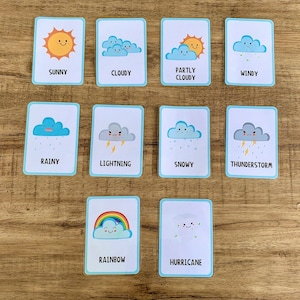 Weather Cards, Flash Cards, Weather Printable. Circle Time, Preschool ...