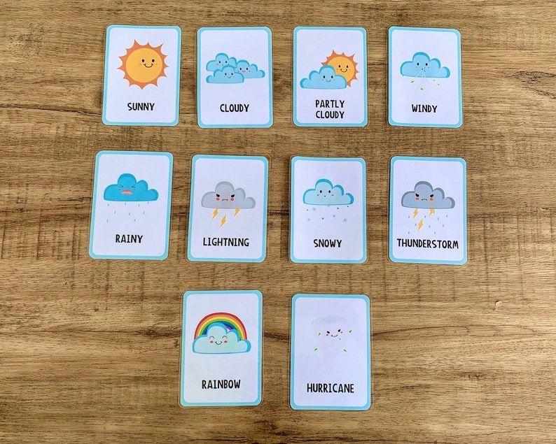 Weather Cards Flash Cards Weather Printable. Circle Time - Etsy