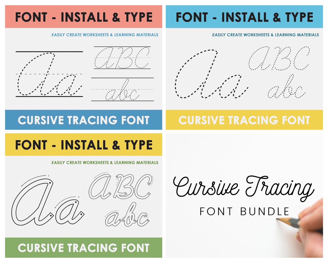 Cursive Writing Font Bundle Cursive Fonts Teacher Font - Etsy