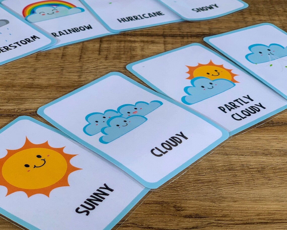 Weather Cards Flash Cards Weather Printable. Circle Time - Etsy