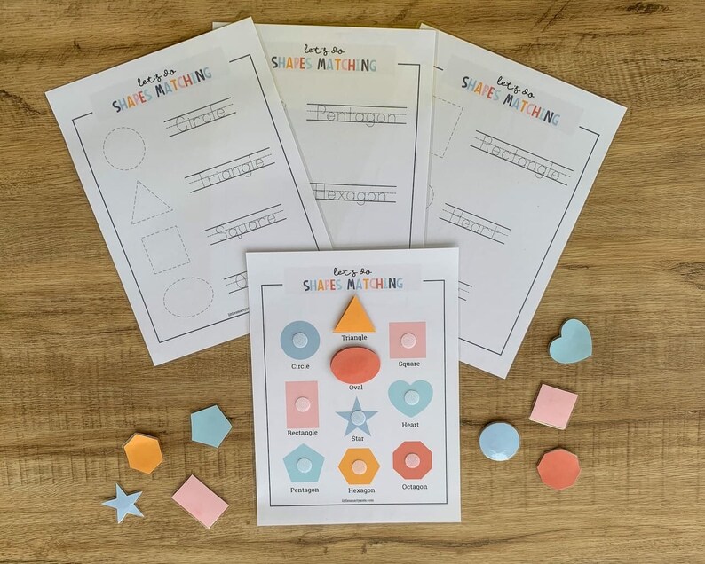 Shapes Printable Learning Shapes Shape Matching Homeschool - Etsy