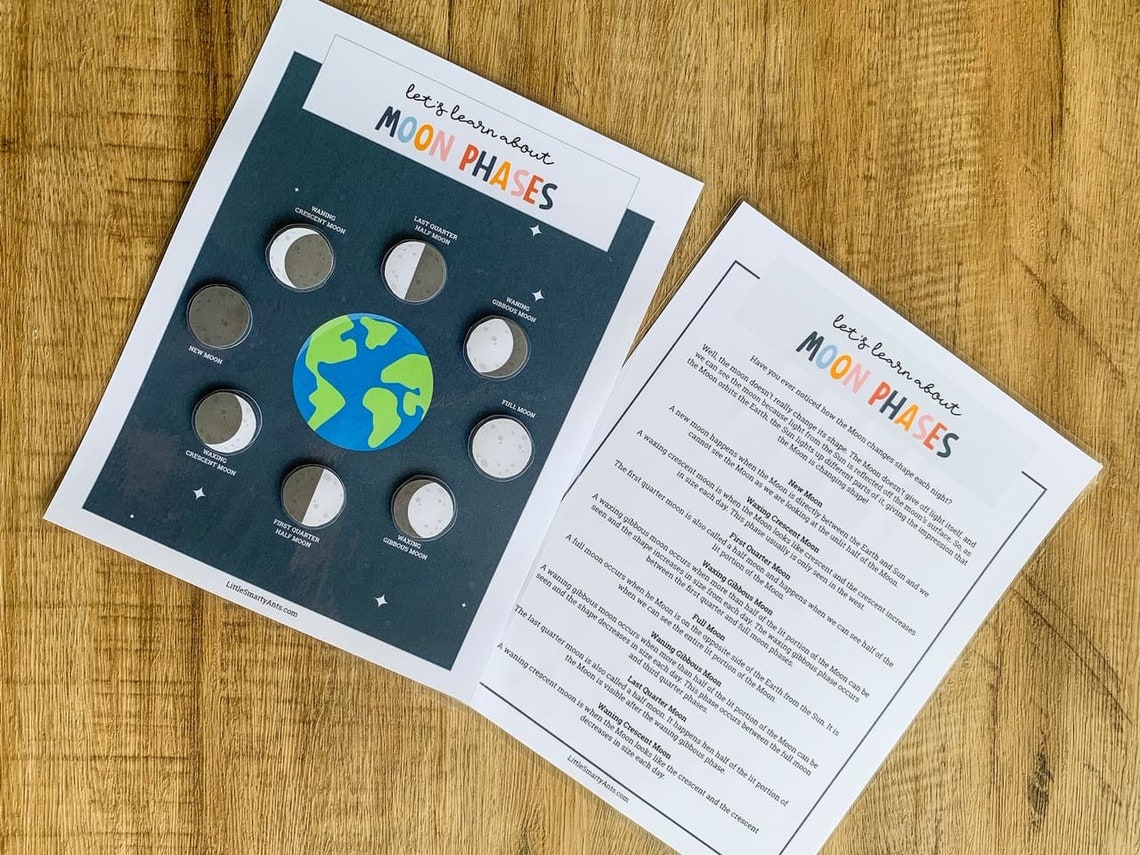 Moon Phases Printable Kids Moon Phase Learning Moon Phases - Etsy