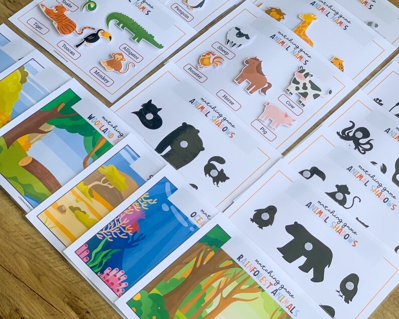 Animal Matching Learning Animals Printable Animal Activity | Etsy