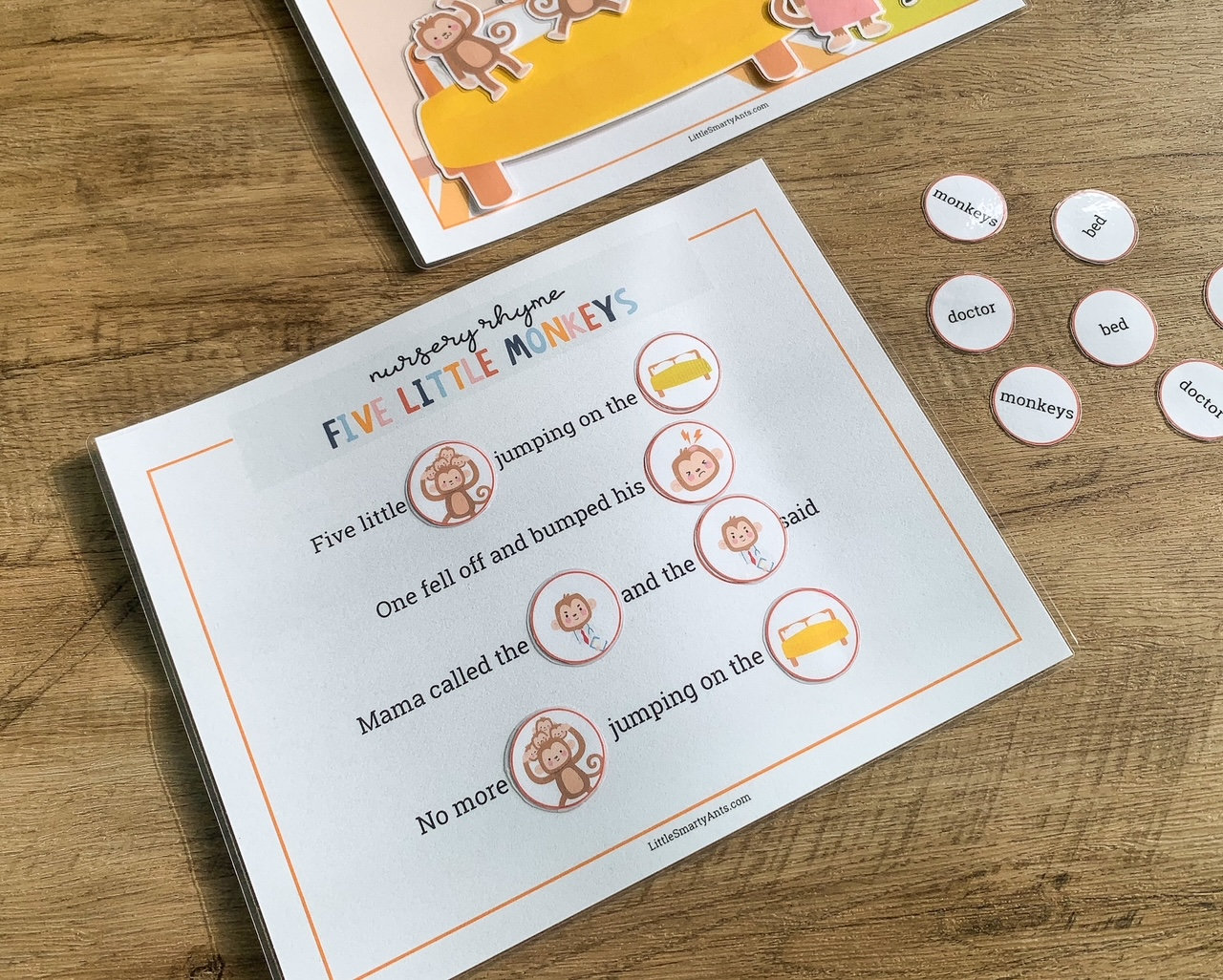 Children Nursery Rhyme 5 Little Monkeys Preschool Activity - Etsy