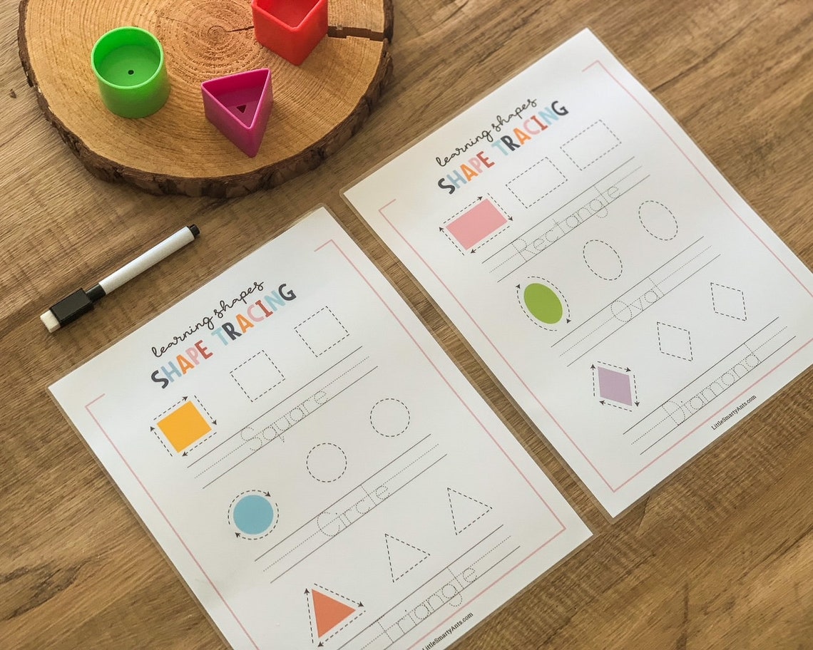 Shape Activity Shapes Printable Shape Tracing Preschool - Etsy