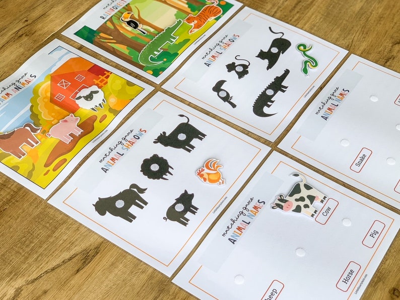 Animal Matching Learning Animals Printable Animal Activity | Etsy