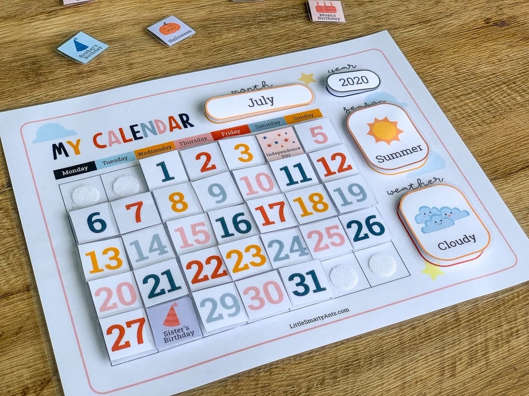 Kids Calendar Printable, Perpetual Calendar, Circle Time, Morning Time ...