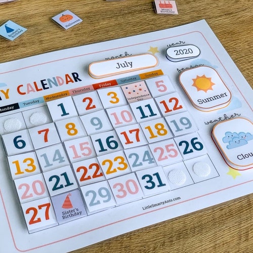 Perpetual Kids Calendar Printable Montessori Homeschool - Etsy