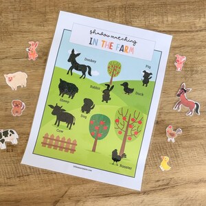 Farm Animals Printable, Match the Animals, Shadow Matching, Busy Book ...