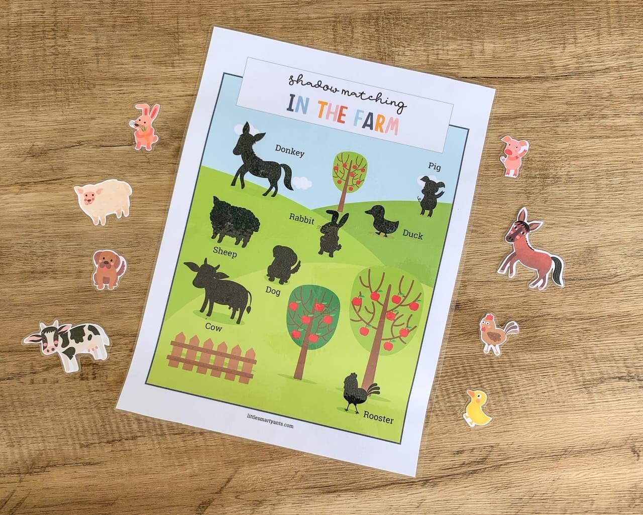 Farm Animals Printable Match the Animals Shadow Matching | Etsy
