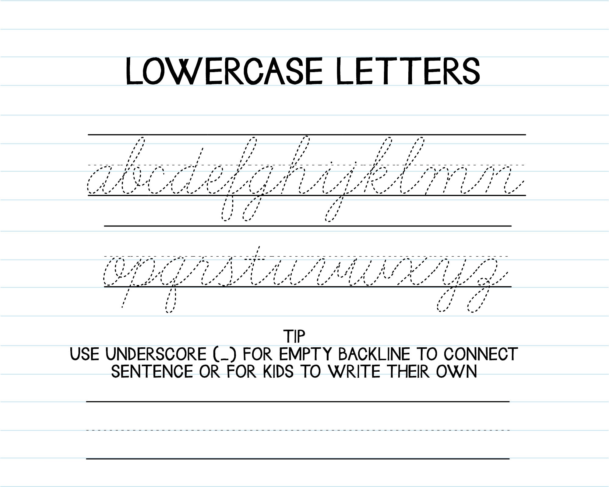 Cursive Font Cursive Tracing Worksheet Cursive Letters | Etsy Schweiz