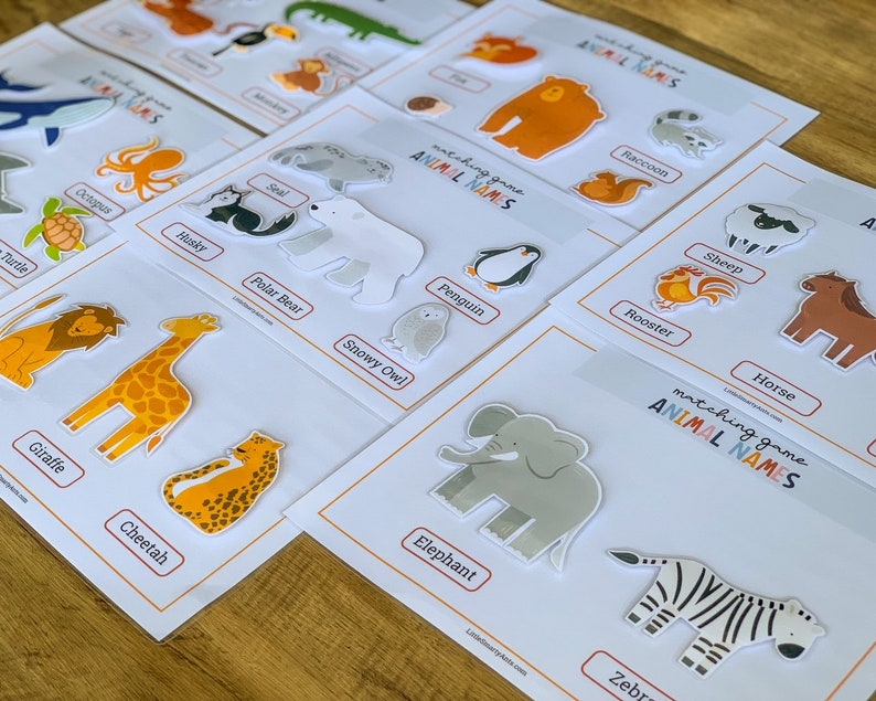Animal Matching Learning Animals Printable Animal Activity | Etsy