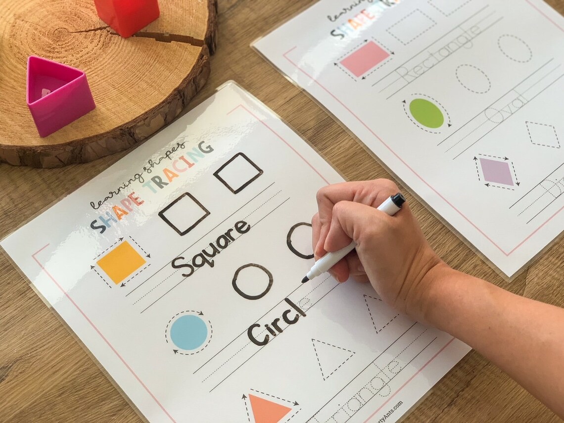 Shape Activity Shapes Printable Shape Tracing Preschool | Etsy