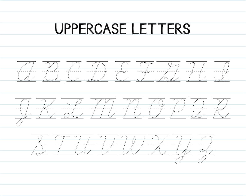 Cursive Font Cursive Tracing Worksheet Cursive Letters - Etsy