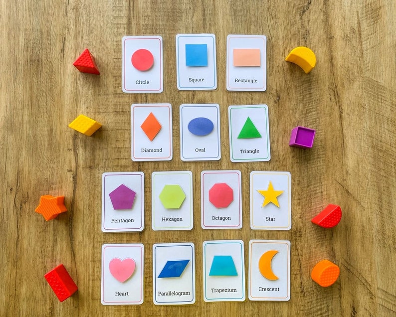 Shape Matching Shape Flash Cards Preschool Shapes Learning - Etsy