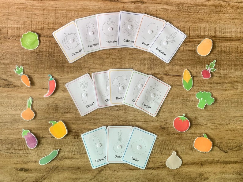 Vegetable Cards Vegetable Matching Printable Flash Cards - Etsy