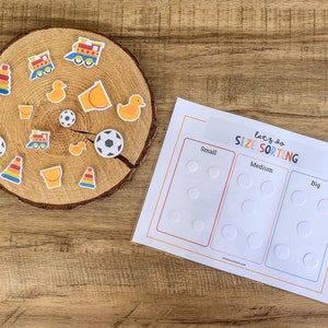 Learning Sizes, Size Sorting, Toddler Activity Printable, Preschool ...