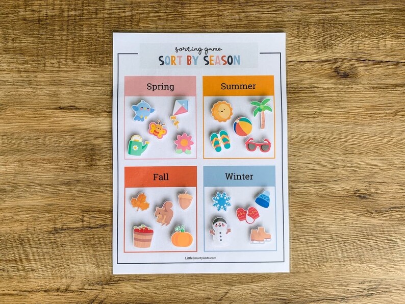 Match the Season Seasons Printable Circle Time Seasons - Etsy