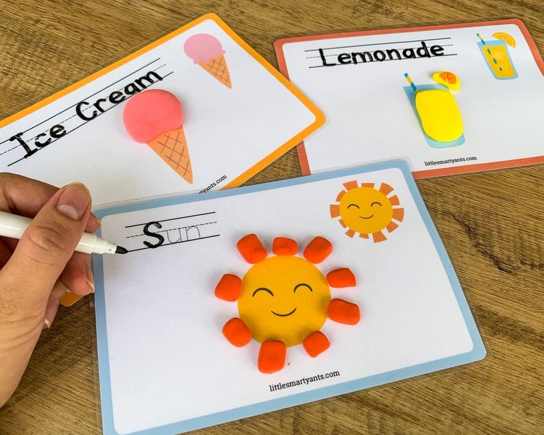 Summer Activity Printable Play Dough Flashcards Homeschool - Etsy