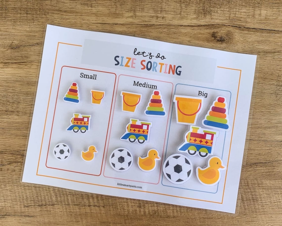 Learning Sizes Size Sorting Toddler Activity Printable - Etsy