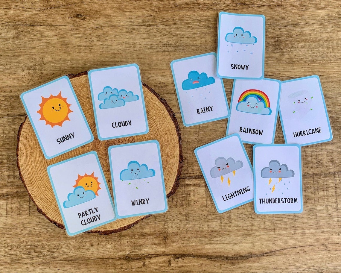 Weather Cards Flash Cards Weather Printable. Circle Time - Etsy