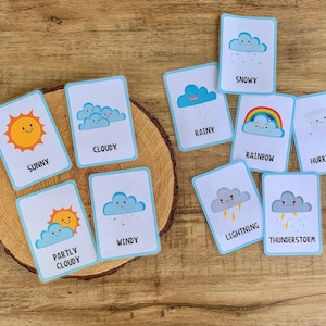 Weather Cards, Flash Cards, Weather Printable. Circle Time, Preschool ...