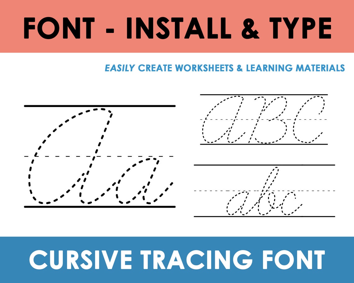 Cursive Font Cursive Tracing Worksheet Cursive Letters - Etsy