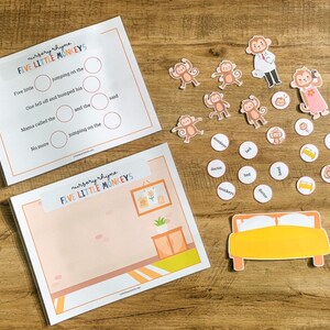 Children Nursery Rhyme, 5 Little Monkeys, Preschool Activity, Printable ...