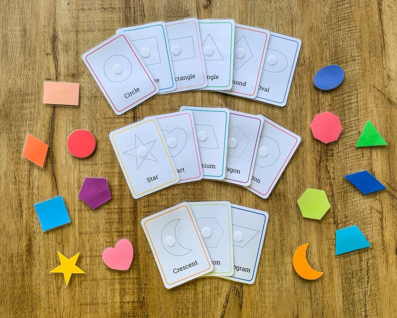 Shape Matching Shape Flash Cards Preschool Shapes Learning - Etsy