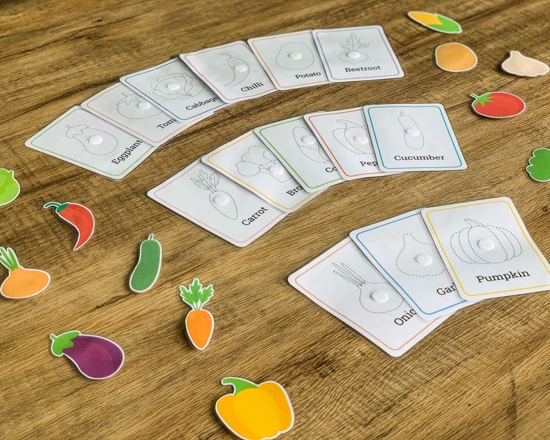 Vegetable Cards Vegetable Matching Printable Flash Cards - Etsy